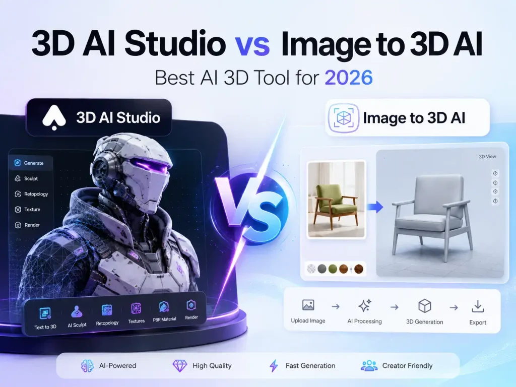 3D AI Studio vs Image to 3D AI: Best AI 3D Tool for 2026